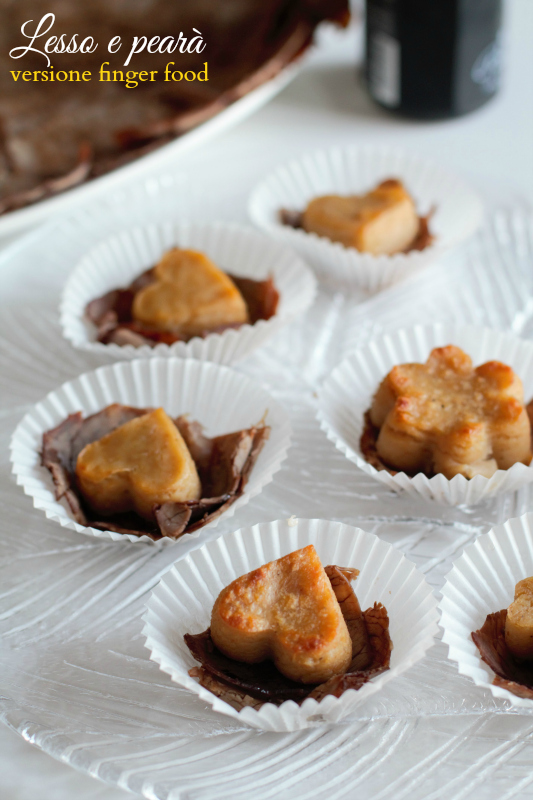 Lesso e pearà in versione finger food con vinaigrette all'aceto ...